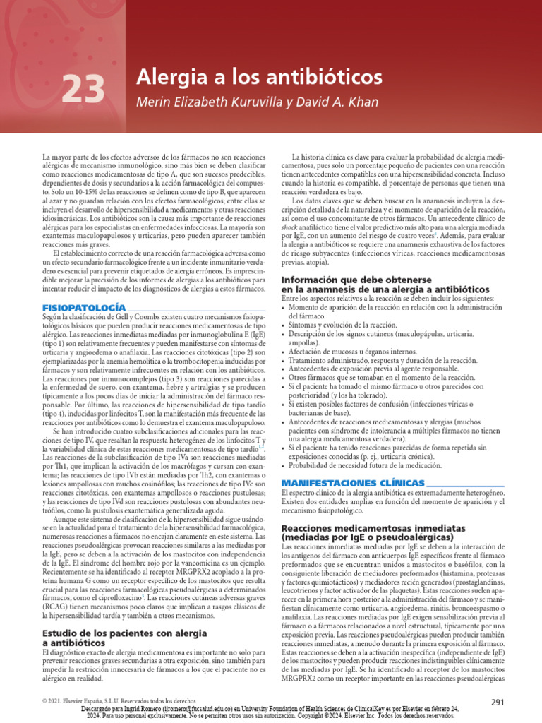 Alergia A Los Antibióticos: Merin Elizabeth Kuruvilla y David A. Khan ...