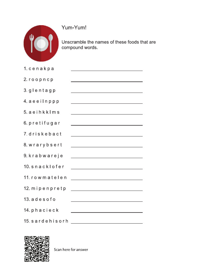 Word Scramble Food | PDF