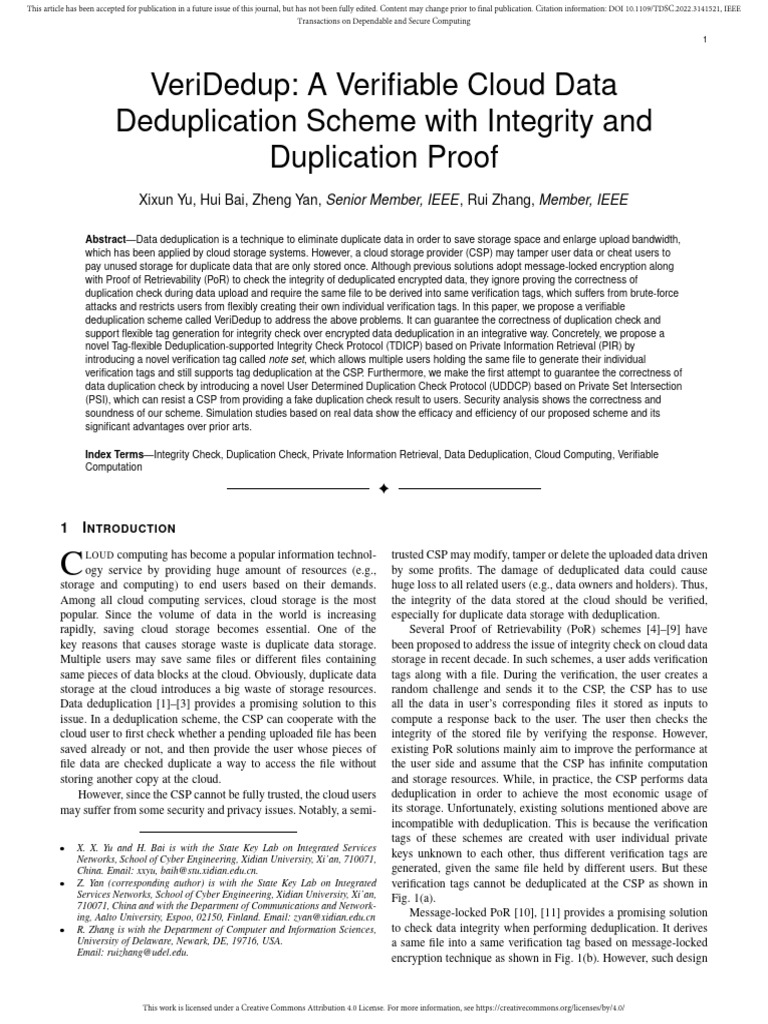 Deduplication 2023 | PDF | Public Key Cryptography | Cloud Computing