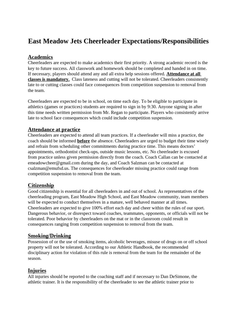 21 Cheer Expectations | PDF | Cheerleading