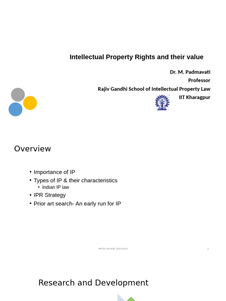 IPR - 2023 - RmSoe Talk - Padmavathi | PDF | Prior Art | Trademark