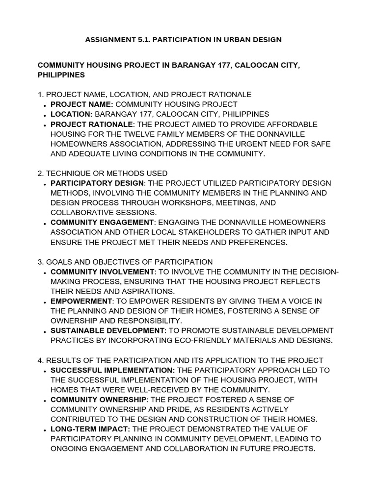 Community Housing Project in Caloocan | PDF