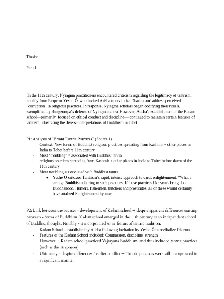 East Asian Civ Essay Plan | PDF | Vajrayana | Tantra