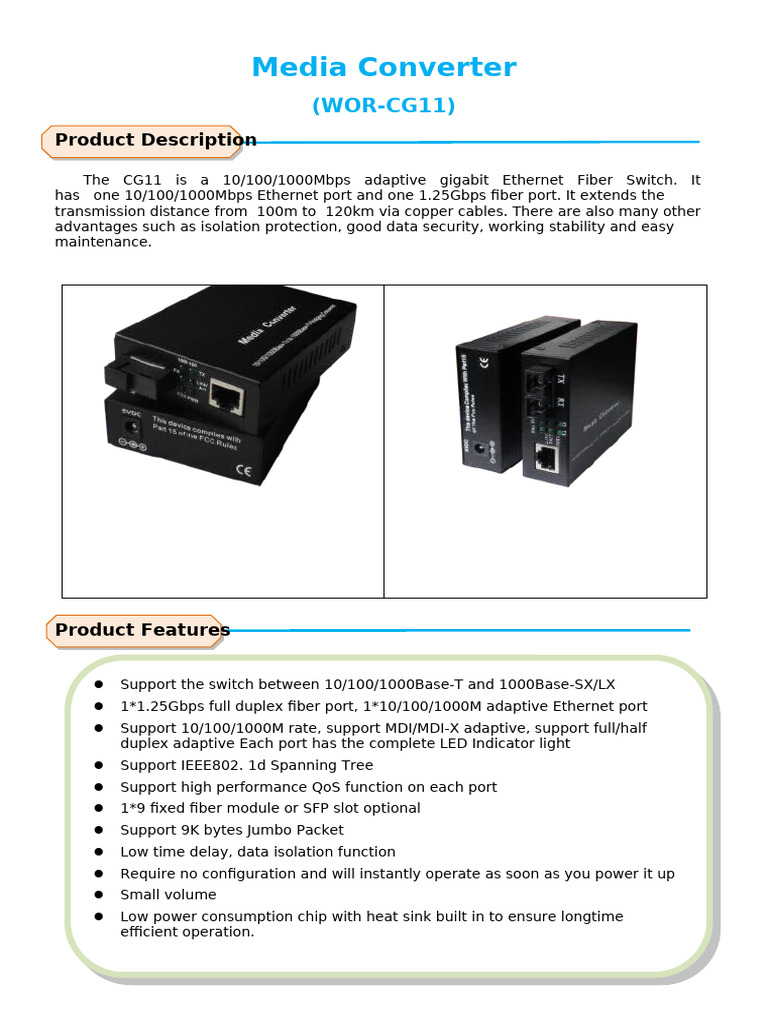 Datasheet Media Converter | PDF | Ethernet | Network Switch