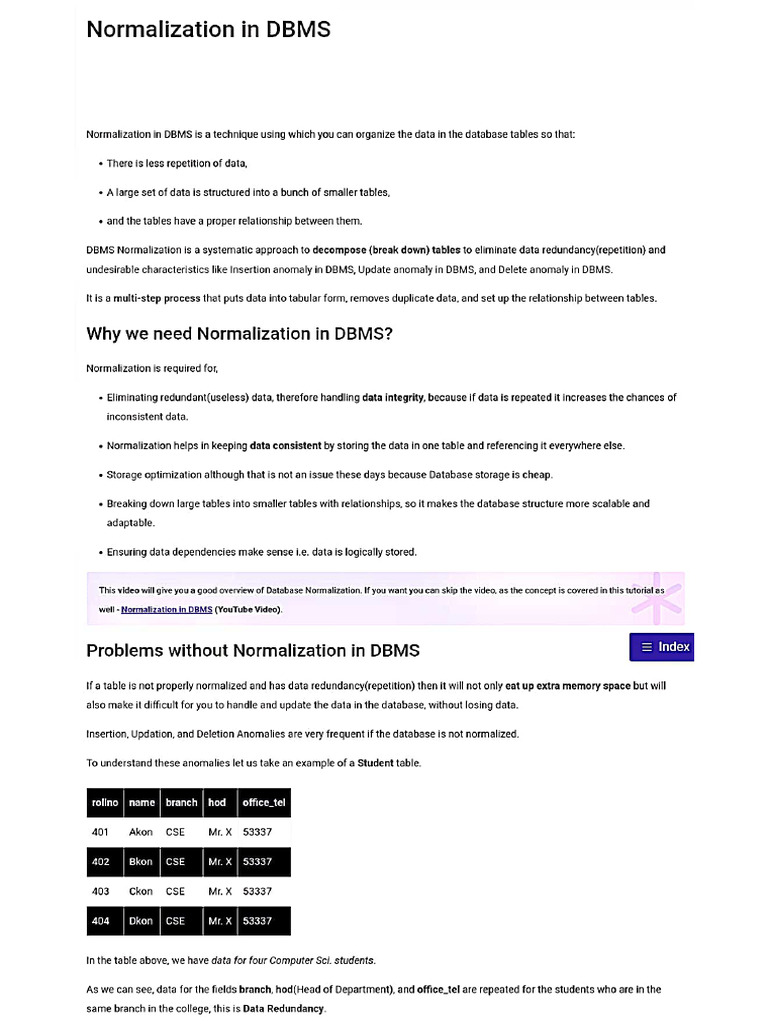 Normalization in DBMS | PDF