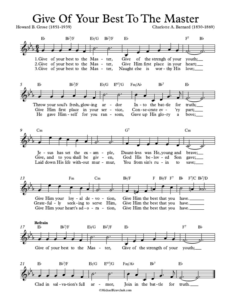 Give of Your Best To The Master | PDF