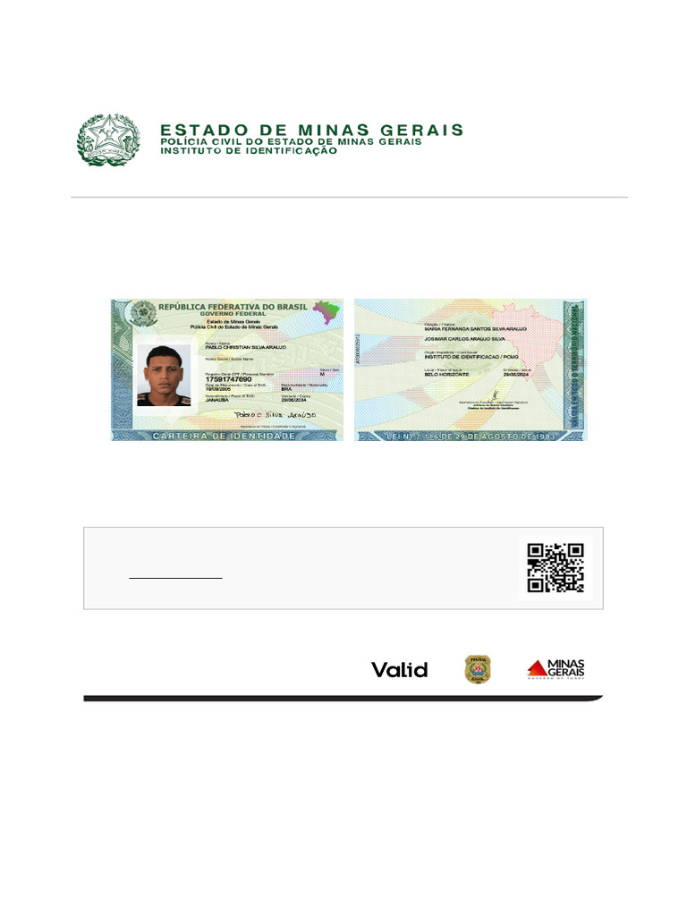 RG Digital de Minas Gerais: Validação e Acesso | PDF