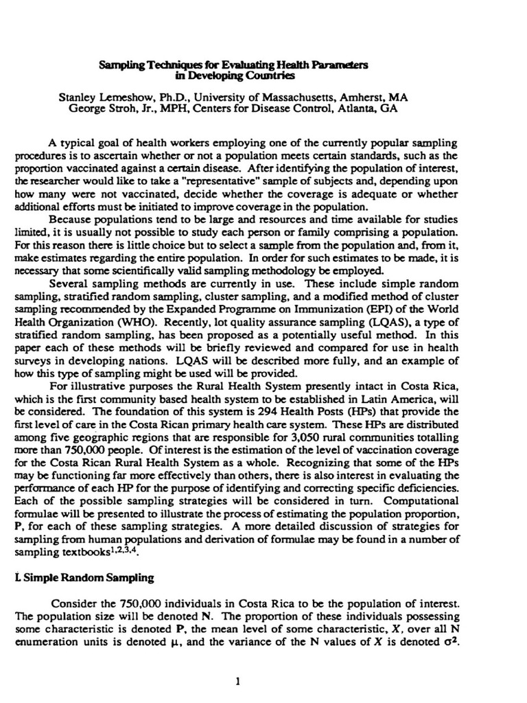 Sampling Health Parameter | PDF