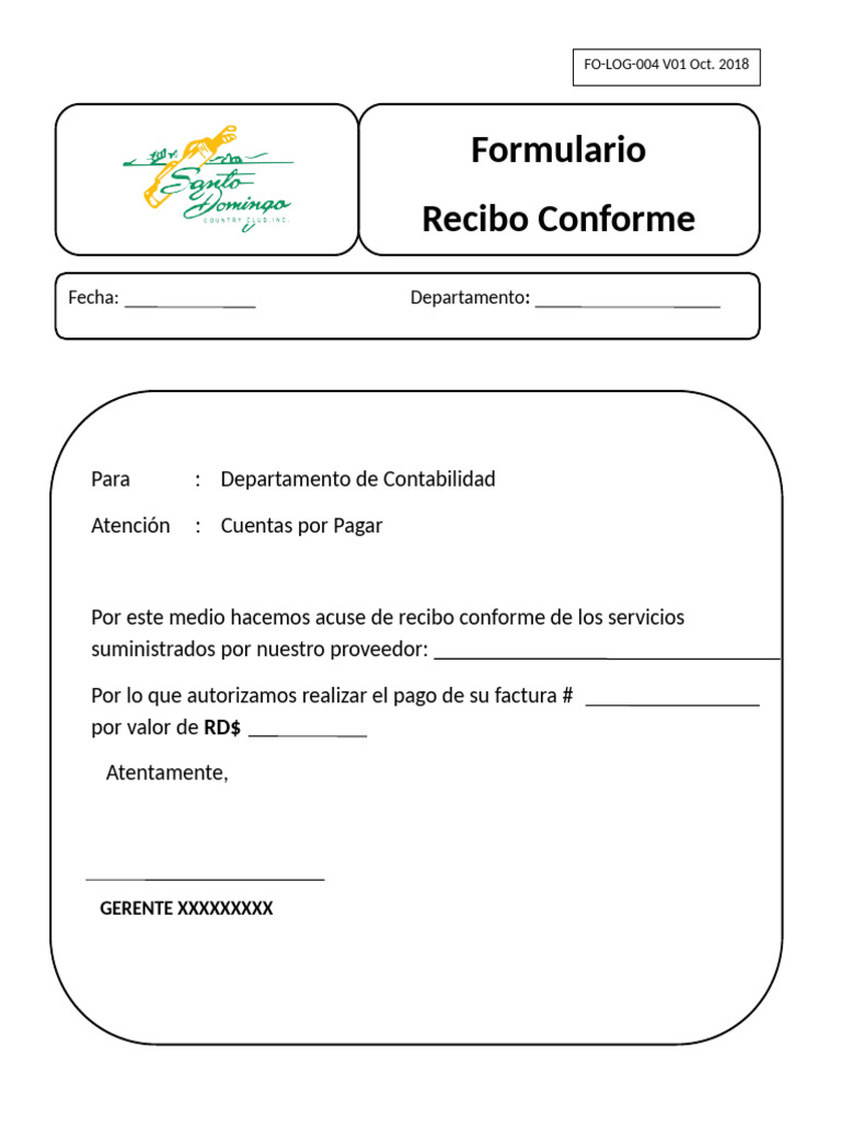 Recibo Conforme para Contabilidad | PDF