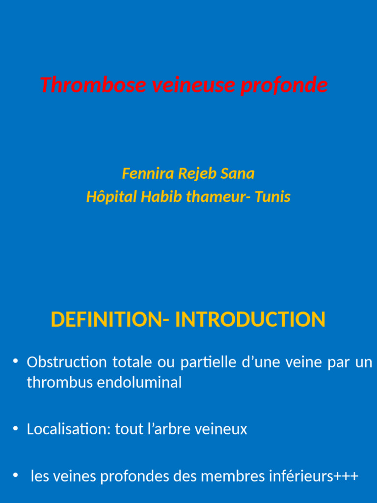 Thrombose veineuse profonde : causes et traitements | PDF | Causes de ...