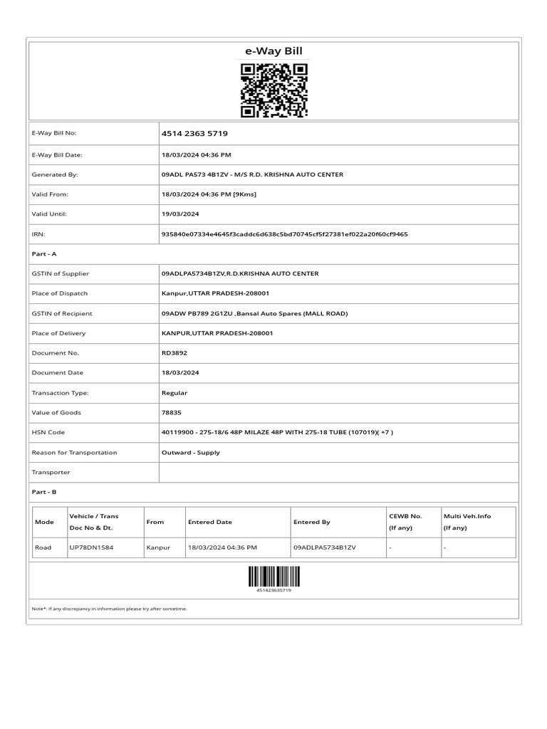 E-Way Bill System | PDF
