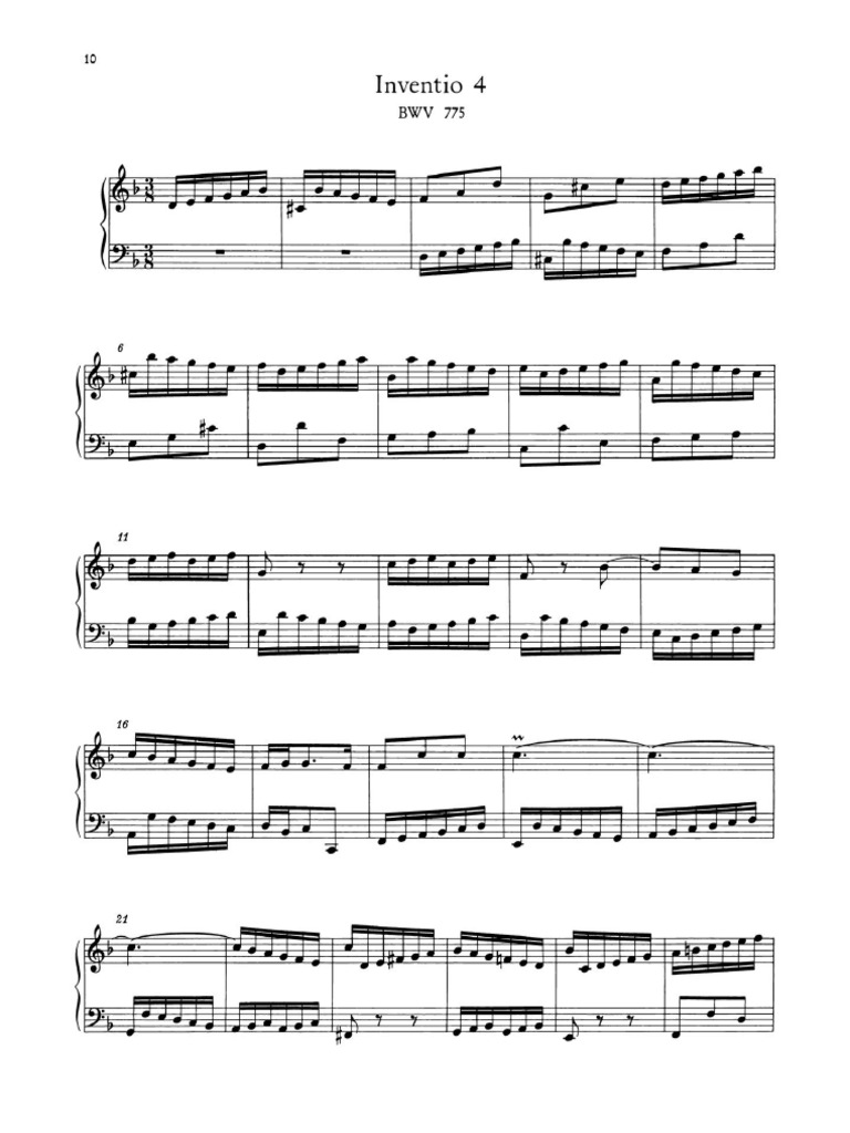 Bach Invention 4 | PDF
