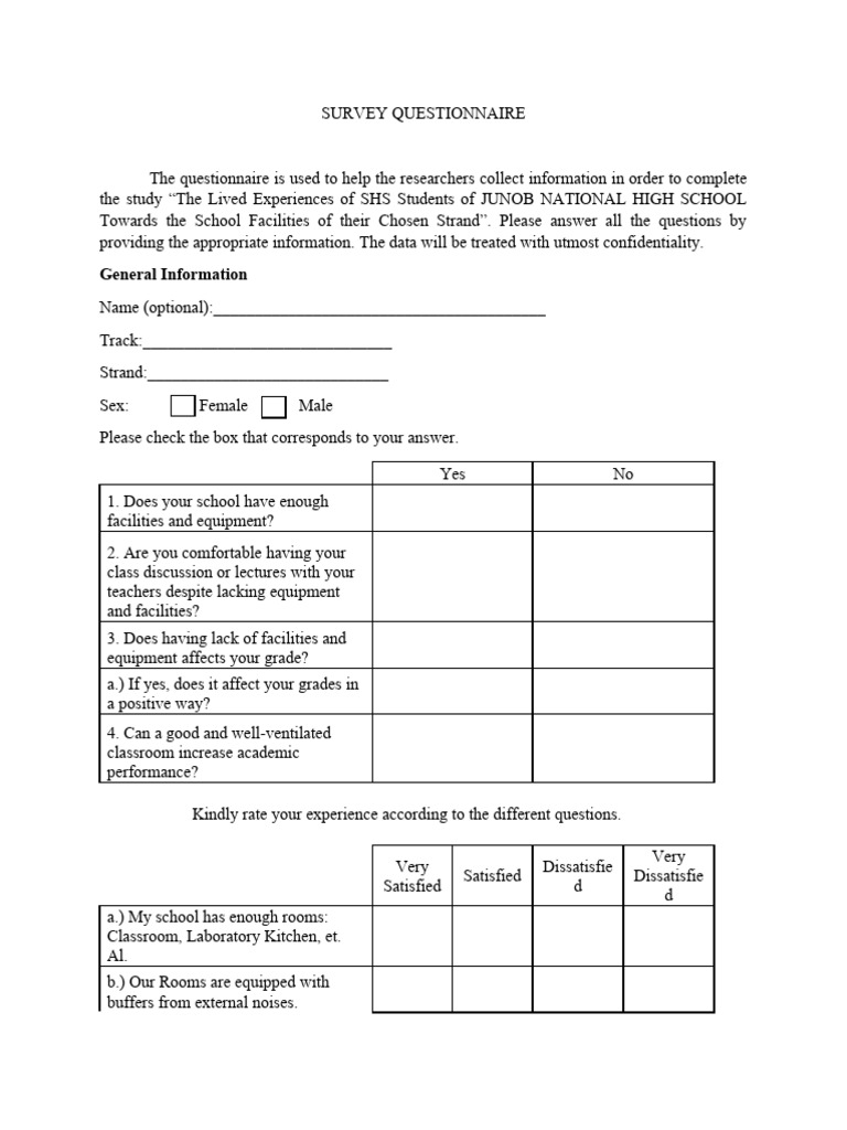Survey Questionnaire | PDF