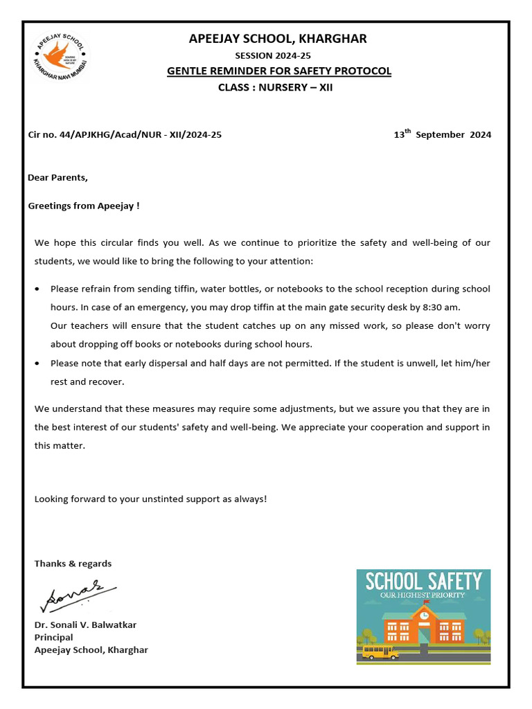 Cir No 44 Gentle Reminder For Safety Protocol 2024 09-13-164100 | PDF ...