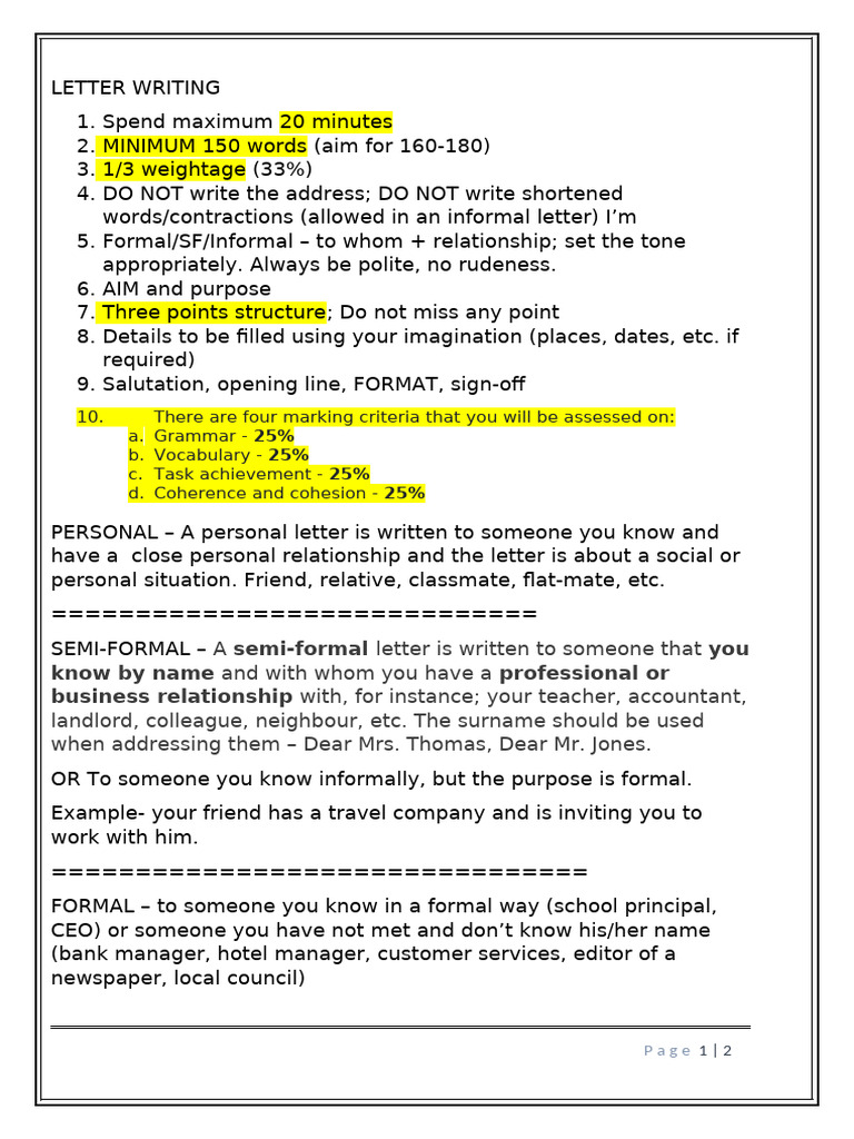LETTER WRITING - Overview | PDF