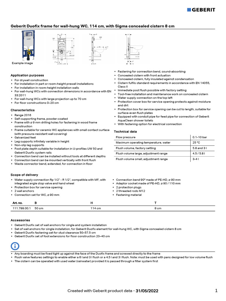 Geberit Duofix WC Frame Guide | PDF | Manufactured Goods | Equipment