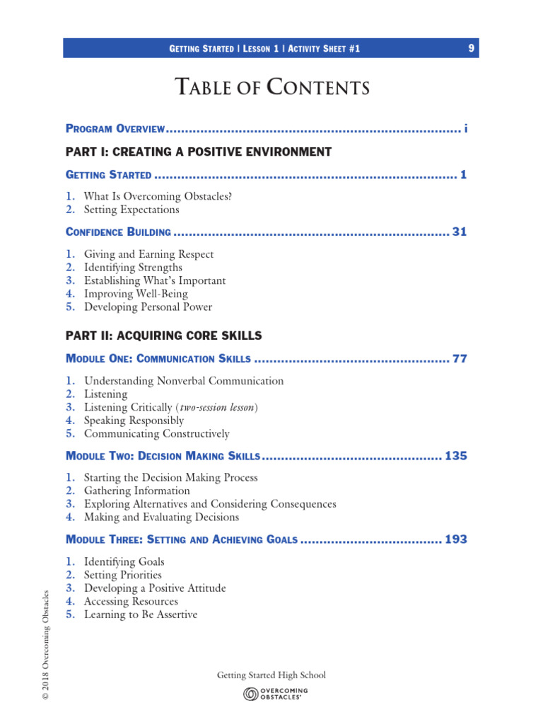 Table of Contents - Overcoming Obstacles | PDF | Learning | Cognition