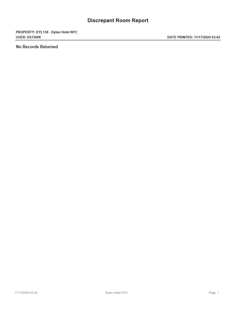 Discrepant Room Report | PDF