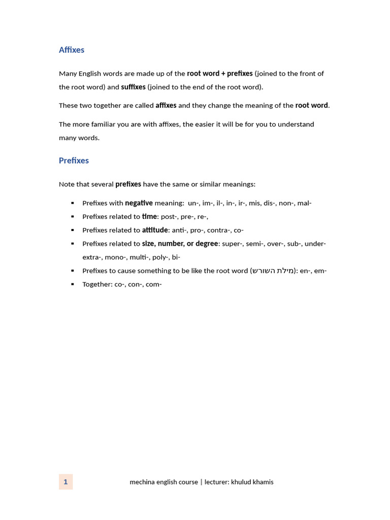 Affixes, Word Families, Compound Words-2 | PDF | Word | Science