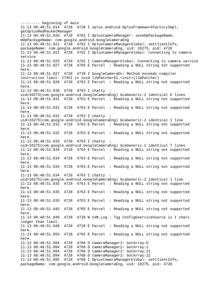 Camera Service Connection Logs | PDF | Computer Engineering | Software