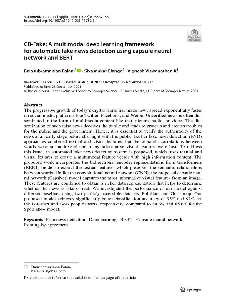 Cb Fake A Multimodal Deep Learning Framework For Automatic Fake News Detection Using Capsule