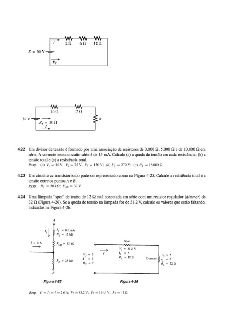 Lista de Exercicios Circuitos Serie e Paralelo 1 1 | PDF | Tecnologia e Engenharia