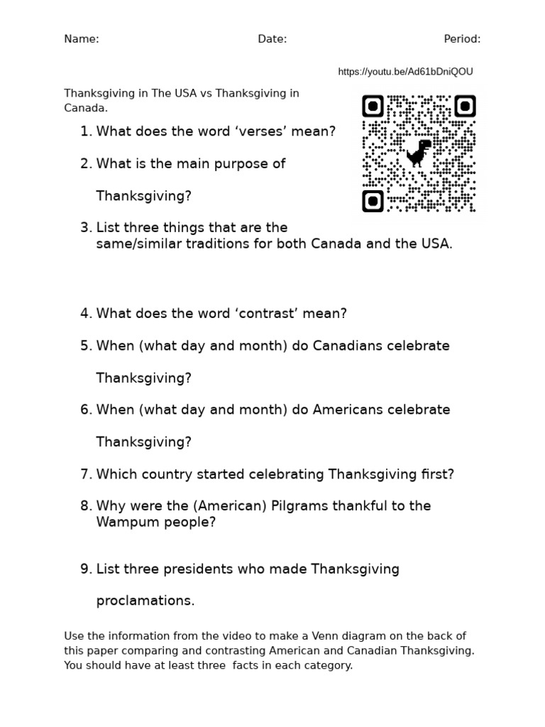 Listening Thanksgiving USA and Canada | PDF