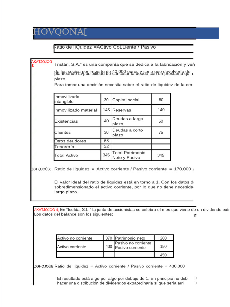 Análisis de Ratios Financieros: Liquidez y Solvencia | PDF | Business ...