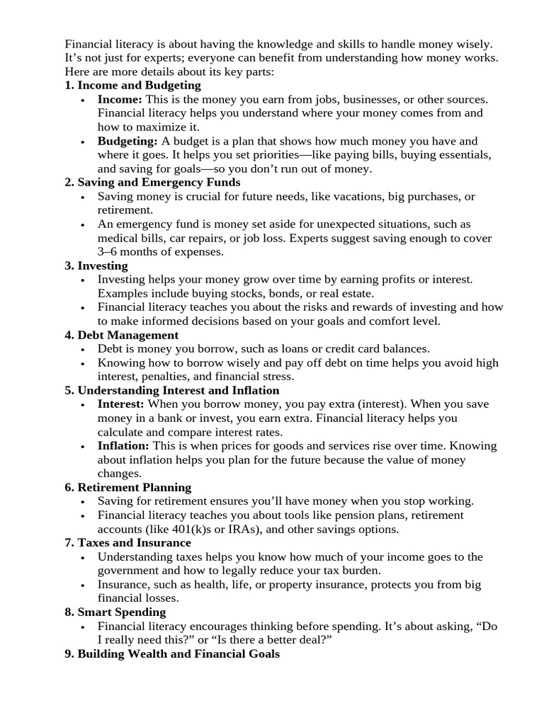 Financial Literacy and Budgeting Guide | PDF | Investing | Interest