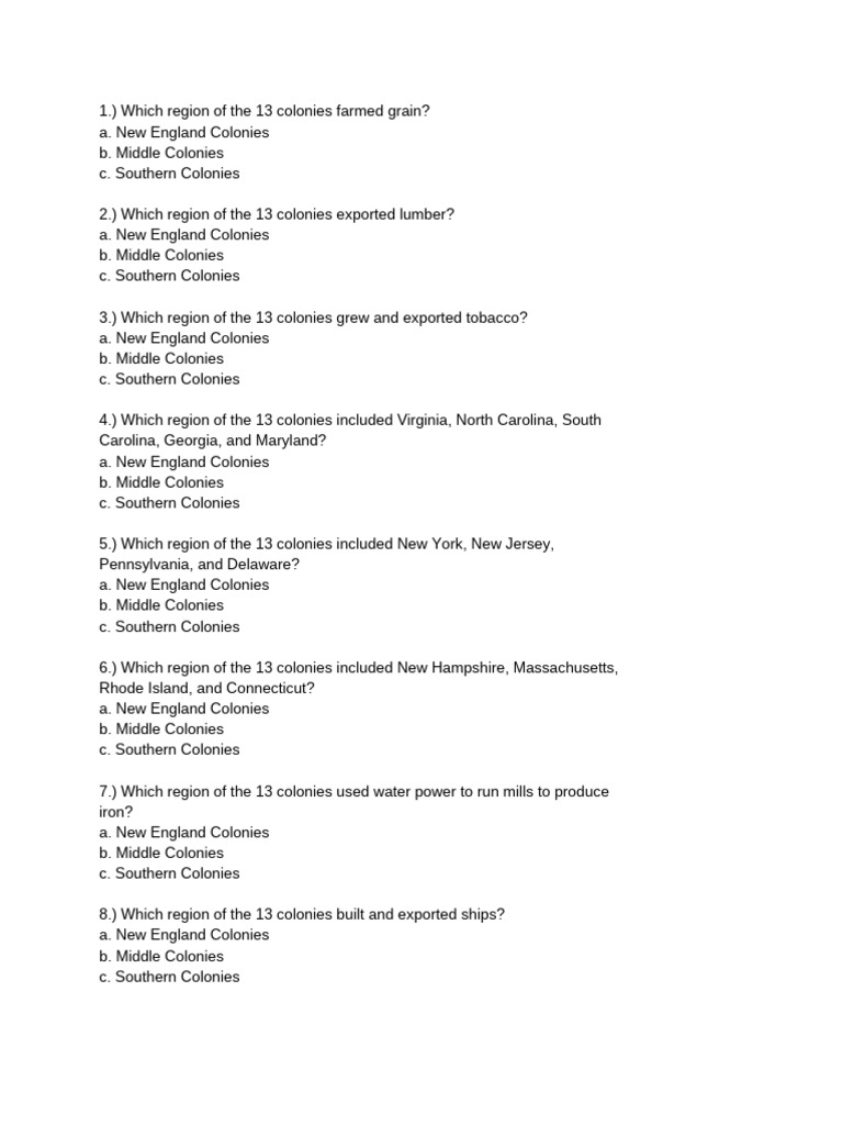 The Original 13 Colonies TEST | PDF | Thirteen Colonies | New England