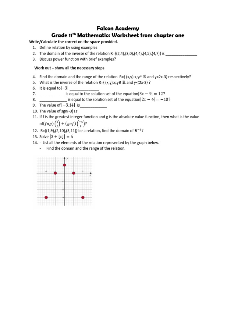 11th Grade Math Worksheet Solutions | PDF | Science & Mathematics | Computers