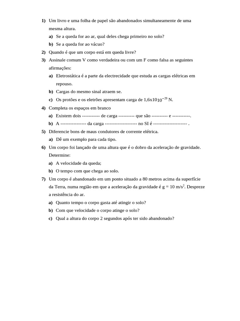 Exercícios de Classe | PDF