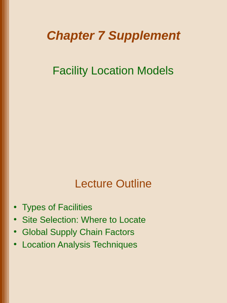 04 Facility Location | PDF | Supply Chain | Labour Economics