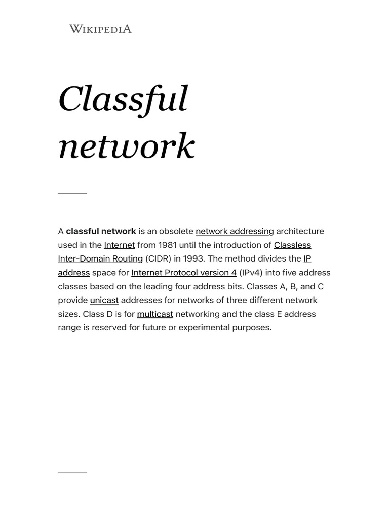 Classful Networking Explained | PDF | Ip Address | Computer Science