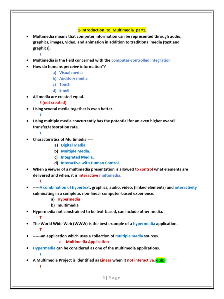 Multimedia Final Revision-1 | PDF | Multimedia | Digital Audio