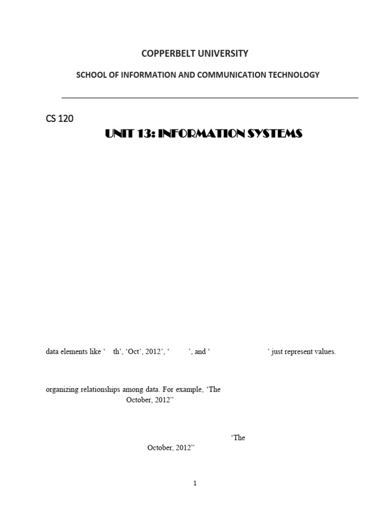 UNIT 12 - Information Systems | PDF | System | Information