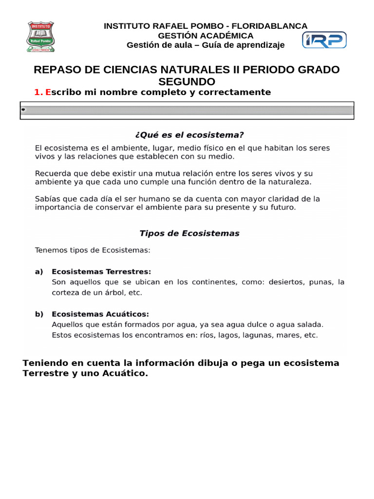 Repaso Naturales Segundo Periodo | PDF | Estudios de idiomas ...