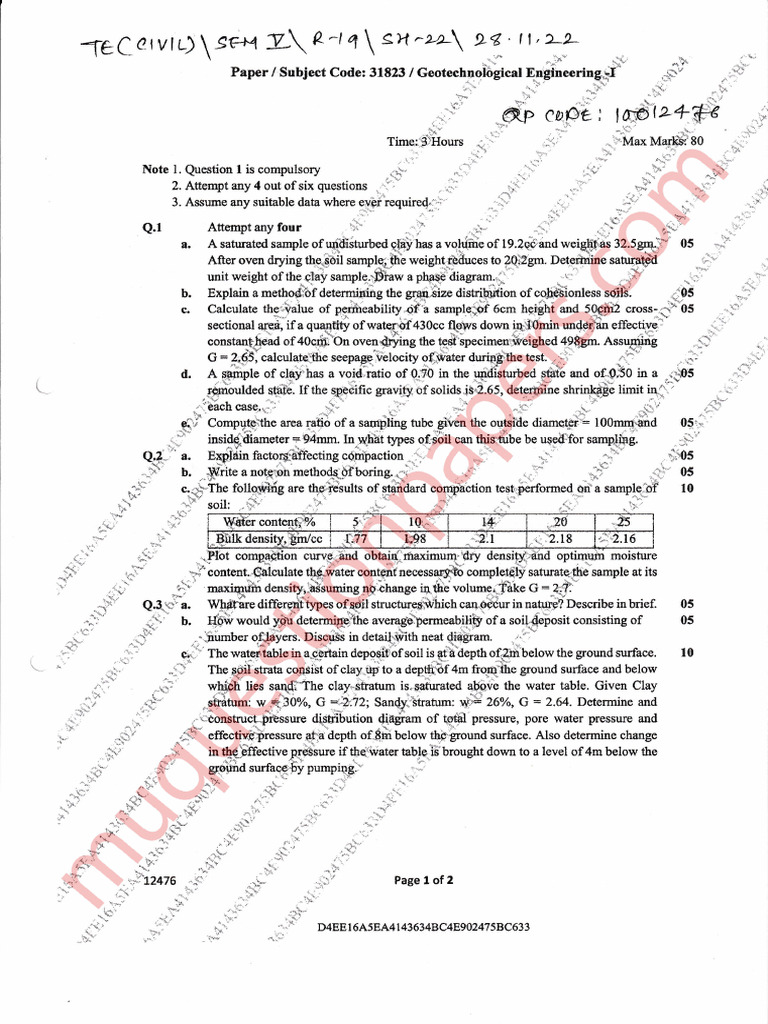 Be - Civil Engineering - Semester 5 - 2022 - December - Geotechnical ...