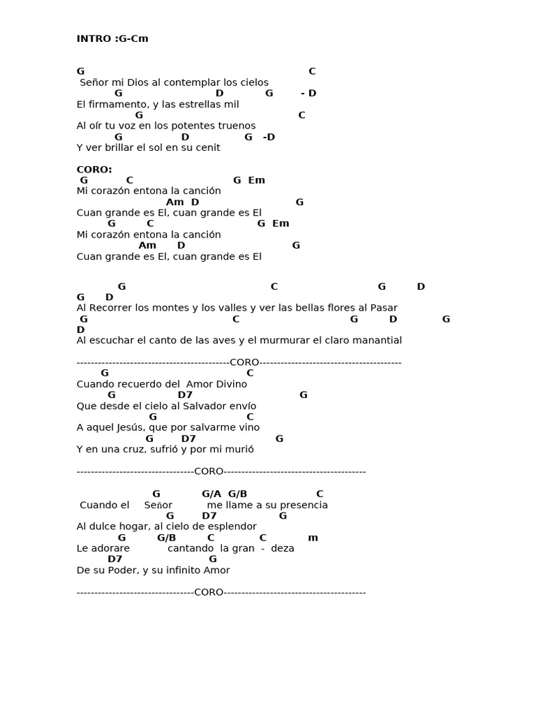 Mi corazón entona la canción: letra y acordes | PDF