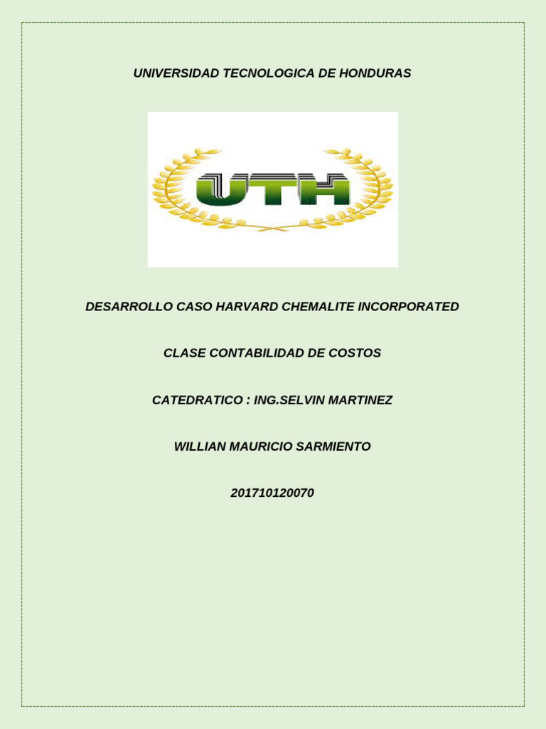 Desarrollo Caso Harvard Chemalite Incorporated | PDF | Compartir ...