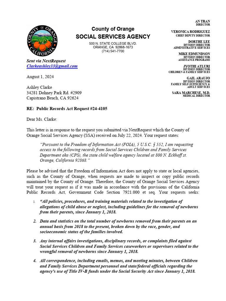 Foia PRA Response (8.1.24) | PDF | Freedom Of Information Act (United ...