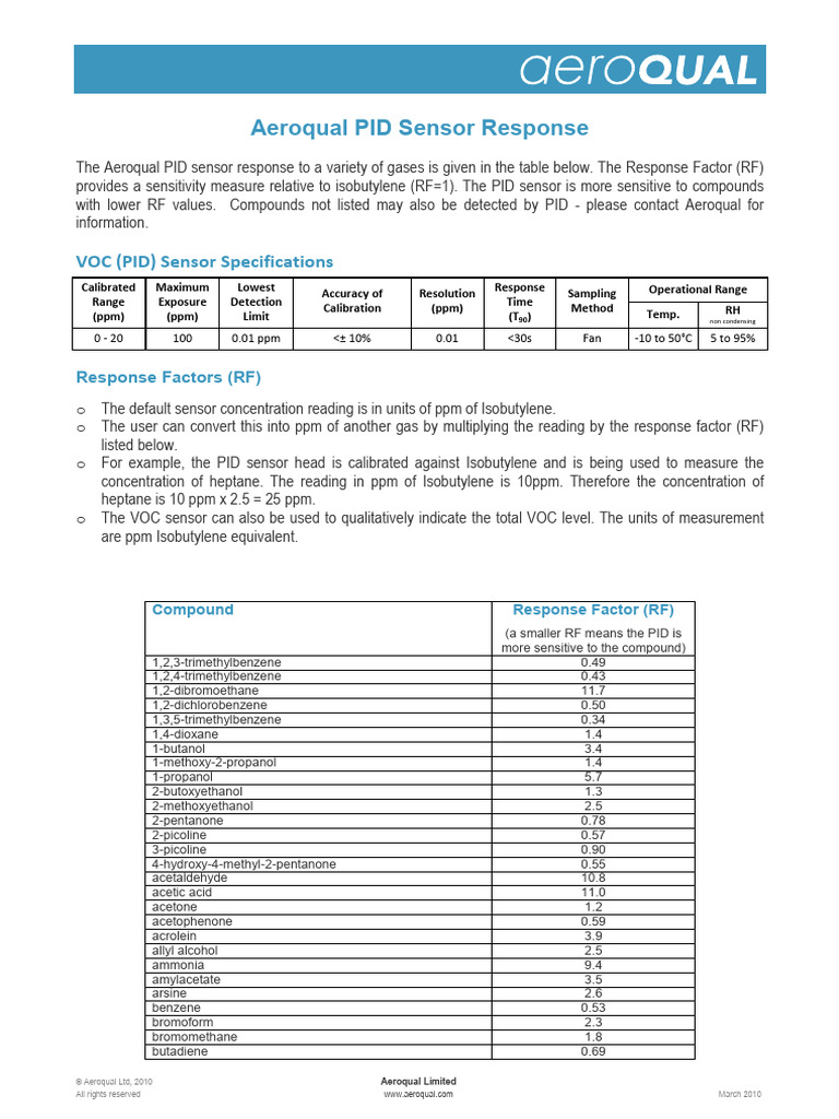 AQL-PID-Gas-Response | PDF | Ether | Chemical Substances