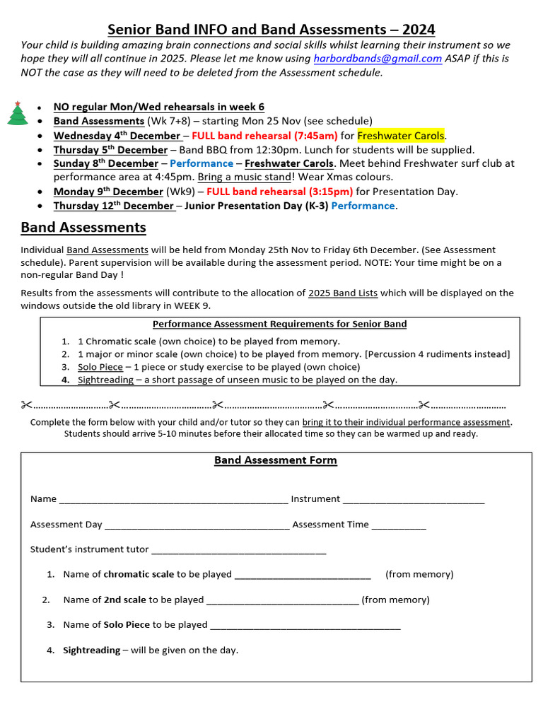 2024 Senior Band Assessments | PDF | Language Arts & Discipline ...