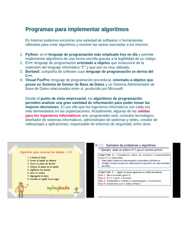 Herramientas clave para crear algoritmos | PDF