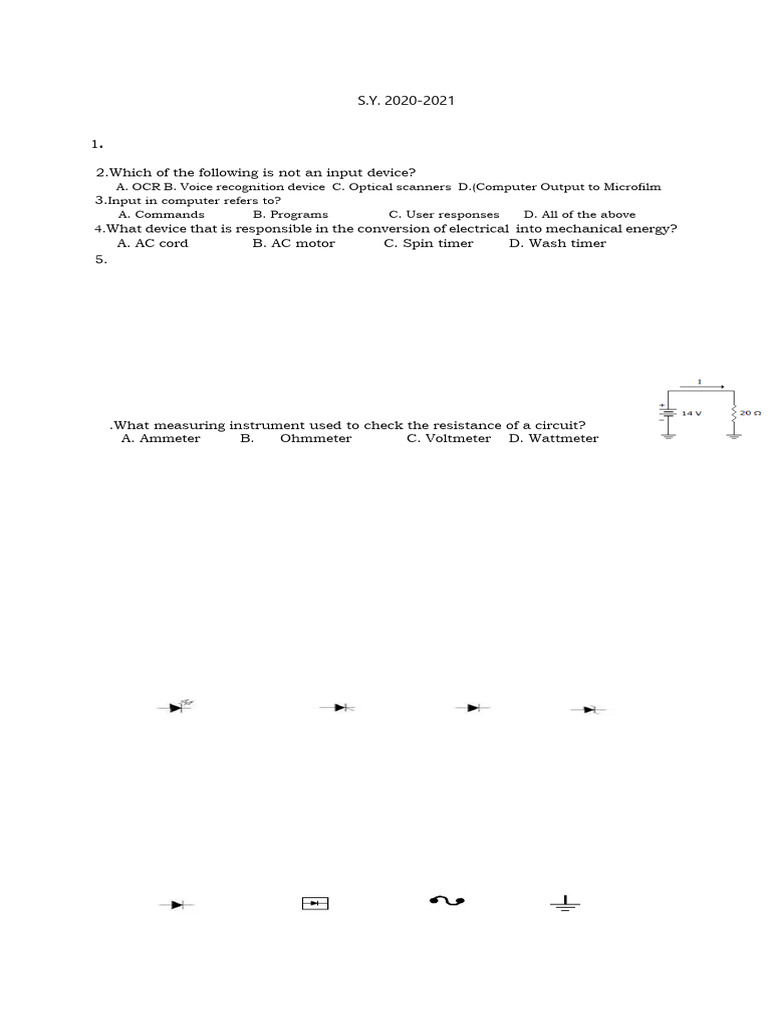 Basic Electronics 4th Summative Test | PDF | Electrical Resistance And ...