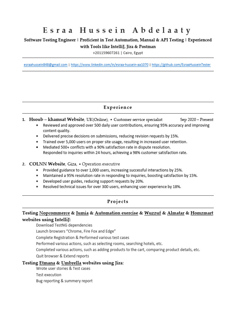 Esraa Hussien - Software Tester-5 | PDF | Selenium (Software) | Computing