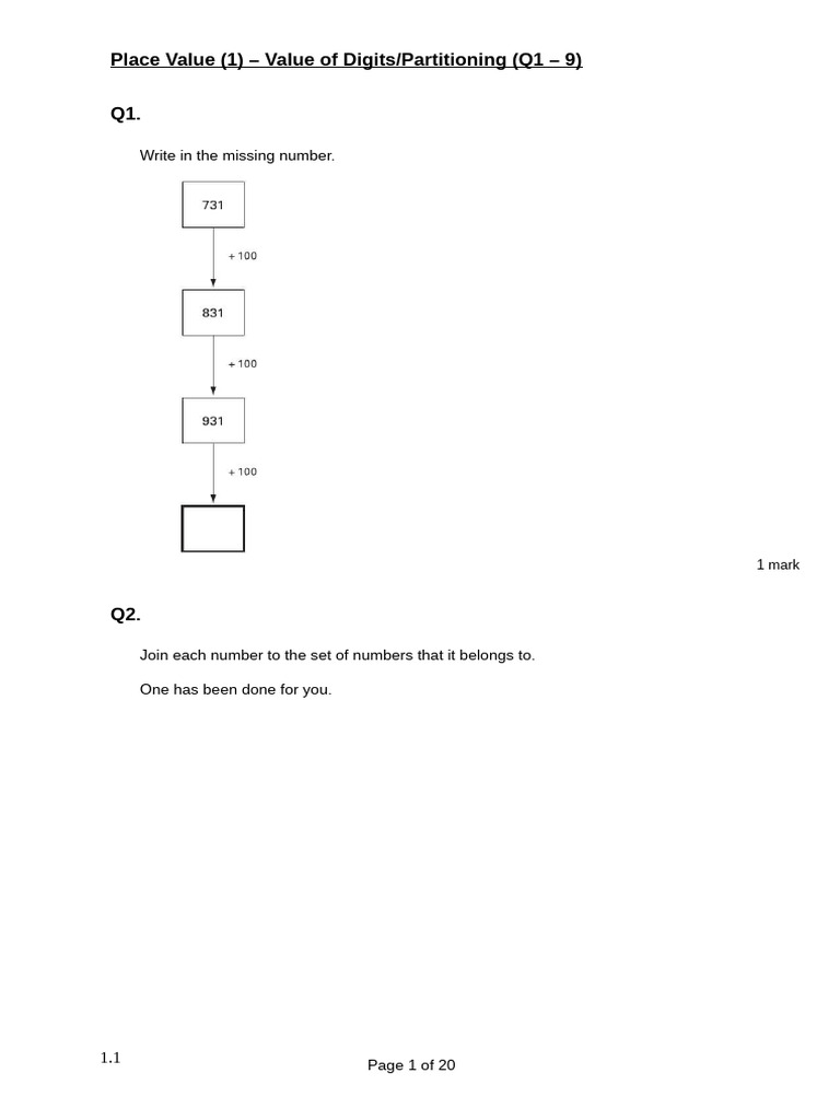 TB - 1.1 Place Value - Partitioning, Digit Values, Number Lines ...