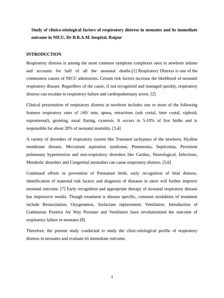 Dr Sagar Paper Draft Pdf Respiratory Diseases Low Birth Weight