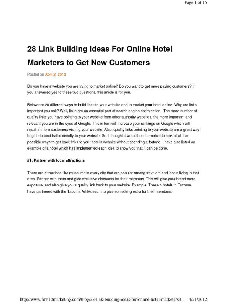 28 Link Building ideas | PDF | Search Engine Optimization | World Wide Web