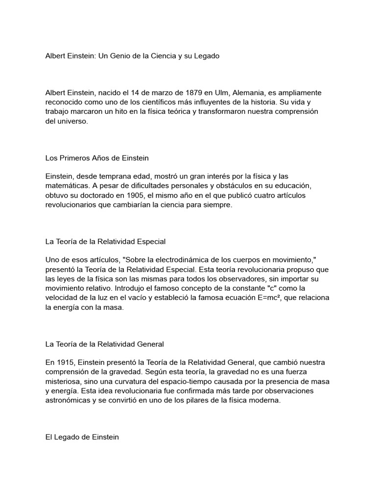 Albert Einstein PDF | PDF | Albert Einstein | Relatividad general